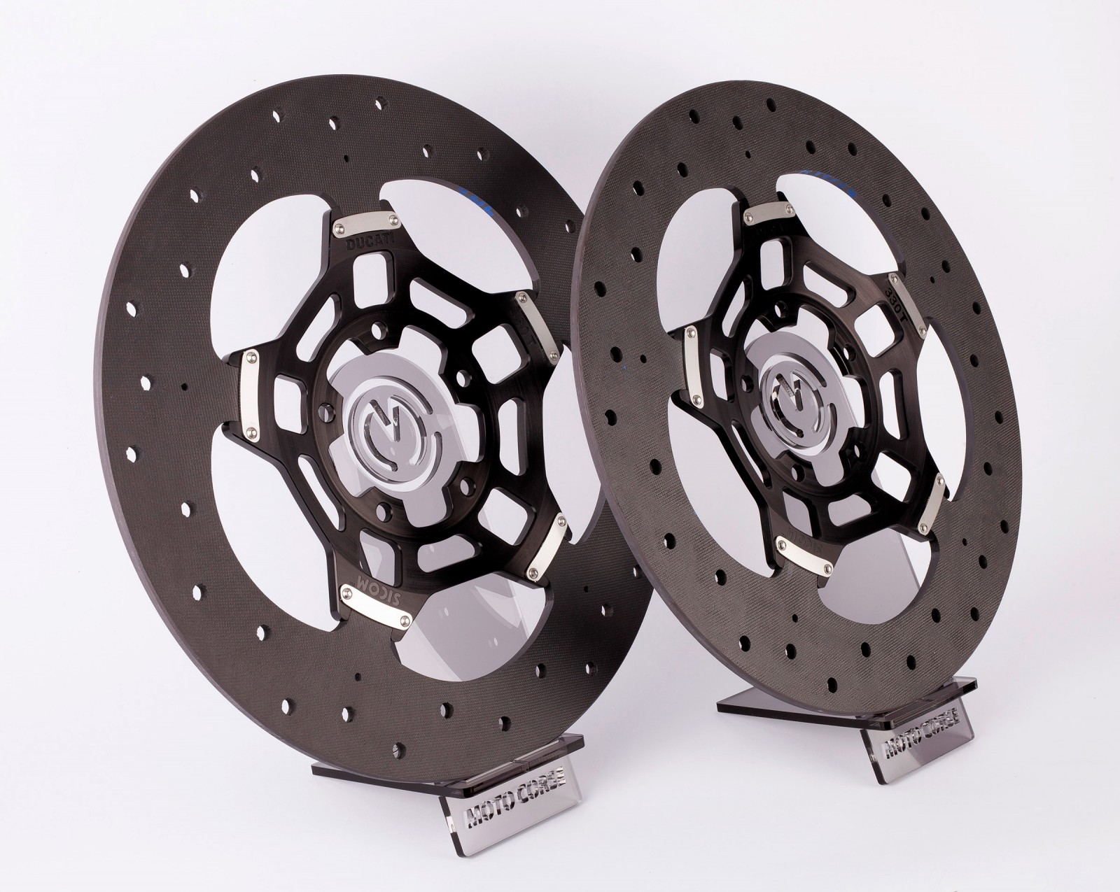Pair of SICOM T-Drive 330x6mm carbon-ceramic front brake discs for DUCATI